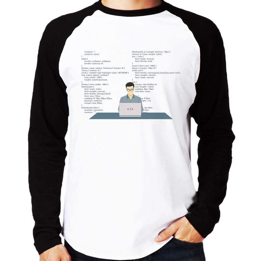 Camiseta Raglan Desenvolvedor Front-end CSS Manga Longa