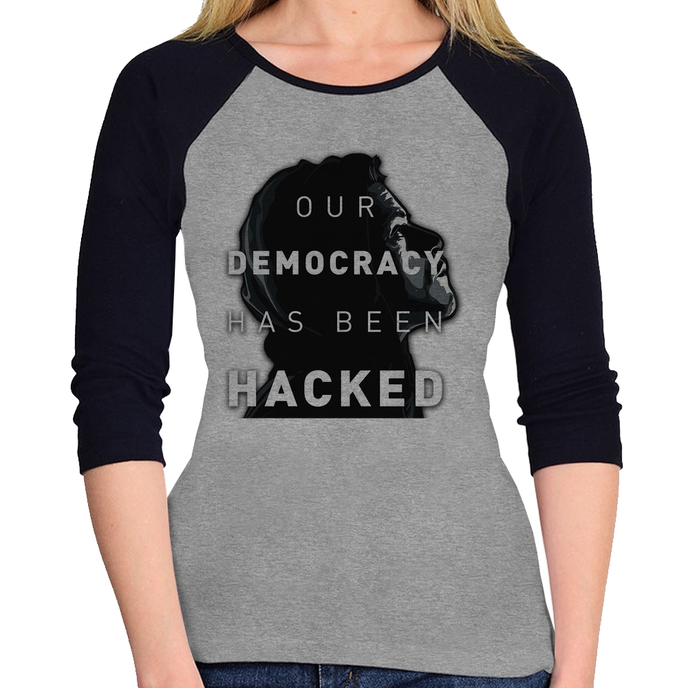 Baby Look Raglan Our Democracy Has Been Hacked Manga 3/4