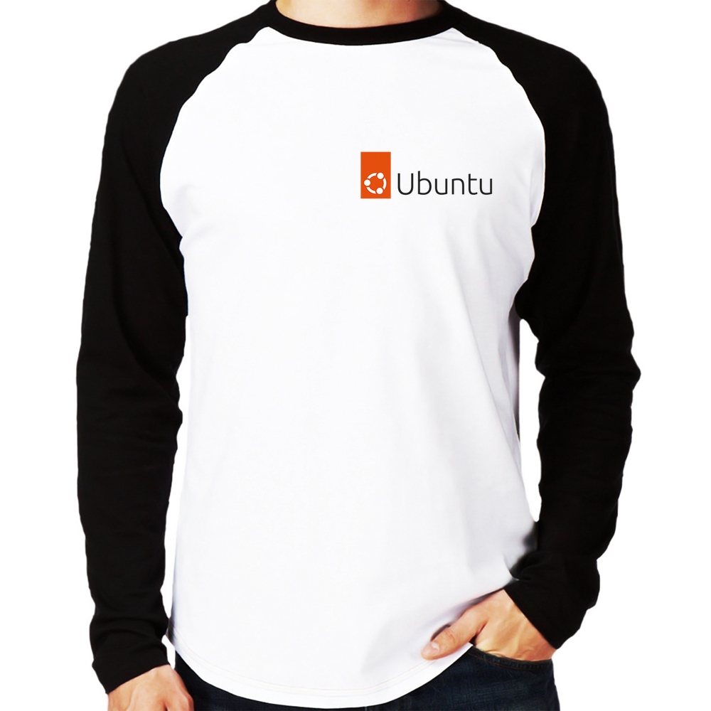 Camiseta Raglan Ubuntu Linux Manga Longa